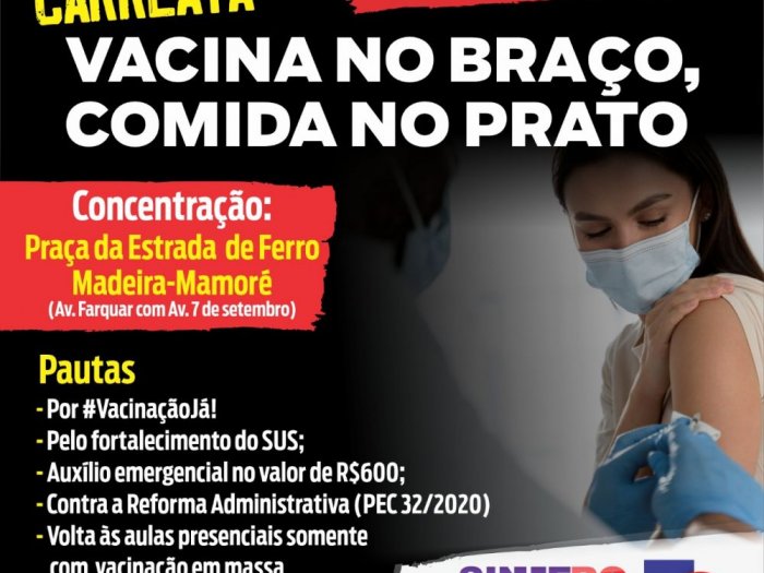 Sintero convoca filiados/as para ato nacional em favor da vacinação ... Sintero convoca filiados/as para ato nacional em favor da vacinação ...